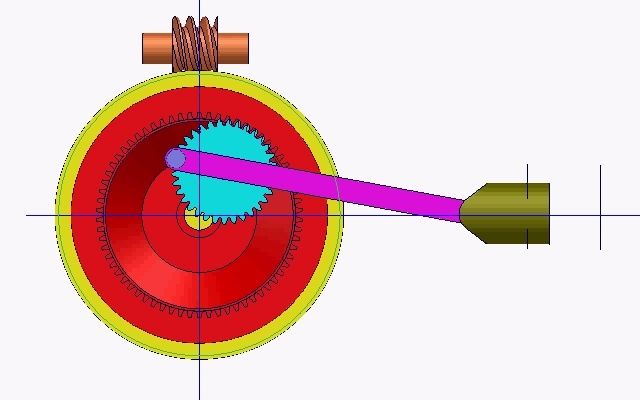 图353 活塞行程可调节的行星齿轮机构(45°)