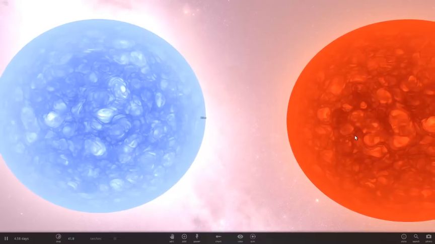 看看当一颗蓝色恒星撞到一颗红色恒星时会发生什么!