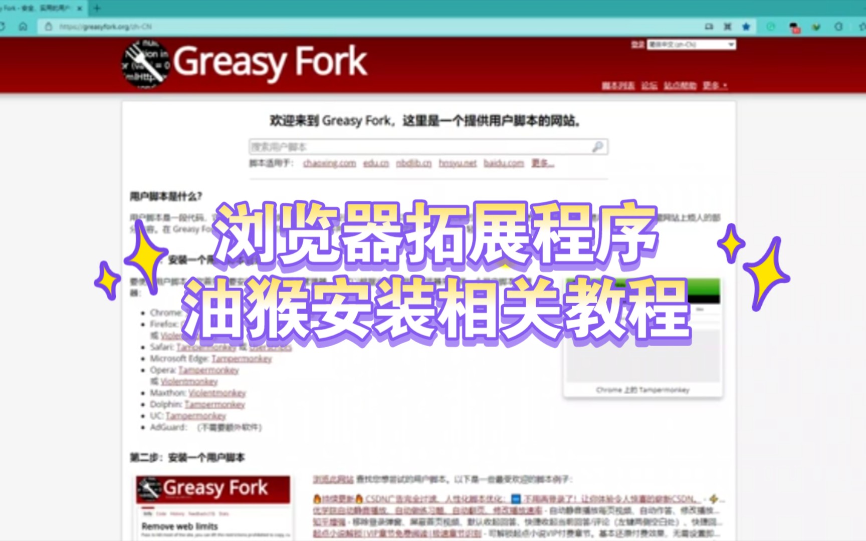 【油猴脚本】安装相关教程,浏览器拓展程序,让你的浏览器变的更强大