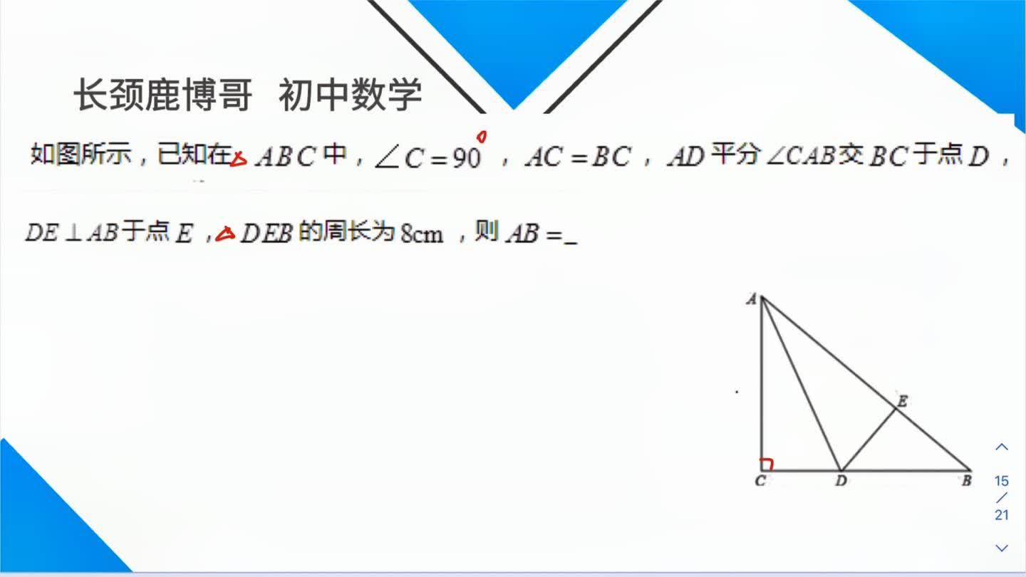 初二数学,角平分线性质与全等三角形性质运用,做对就是尖子生