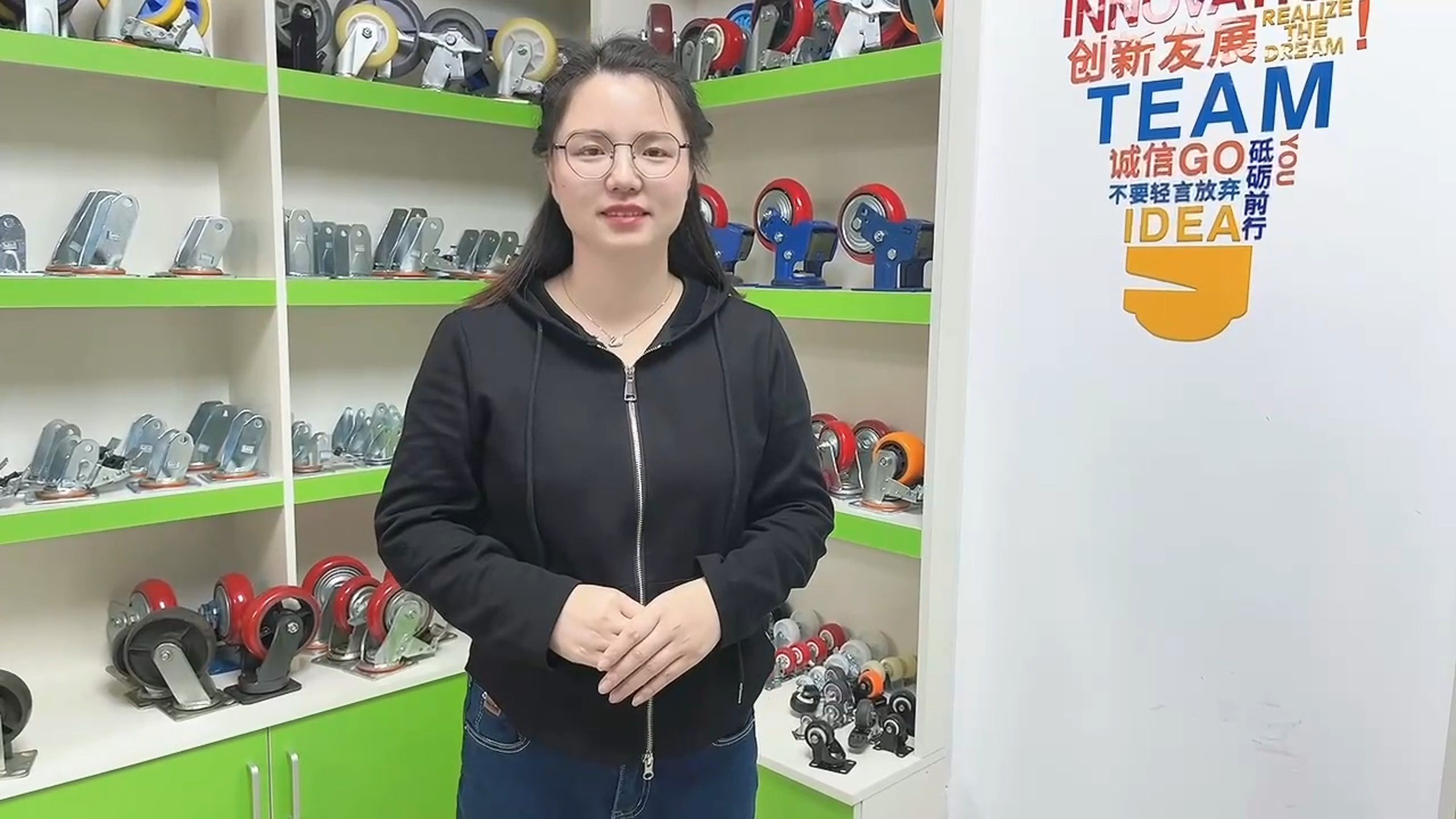 聚氨酯双弹簧减震万向轮