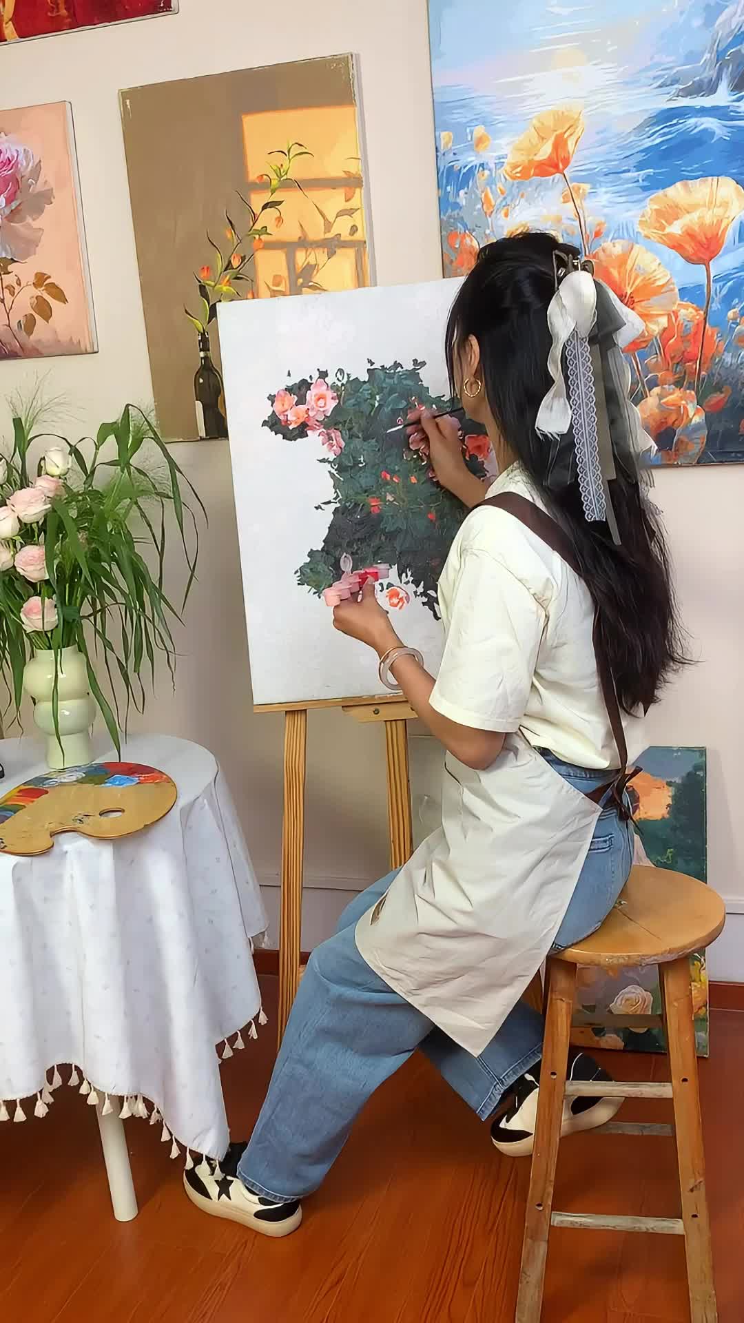 ...怼颜料? #数字油画技巧 #手工填色画 #自油自画 #数字油画 #厚涂教程