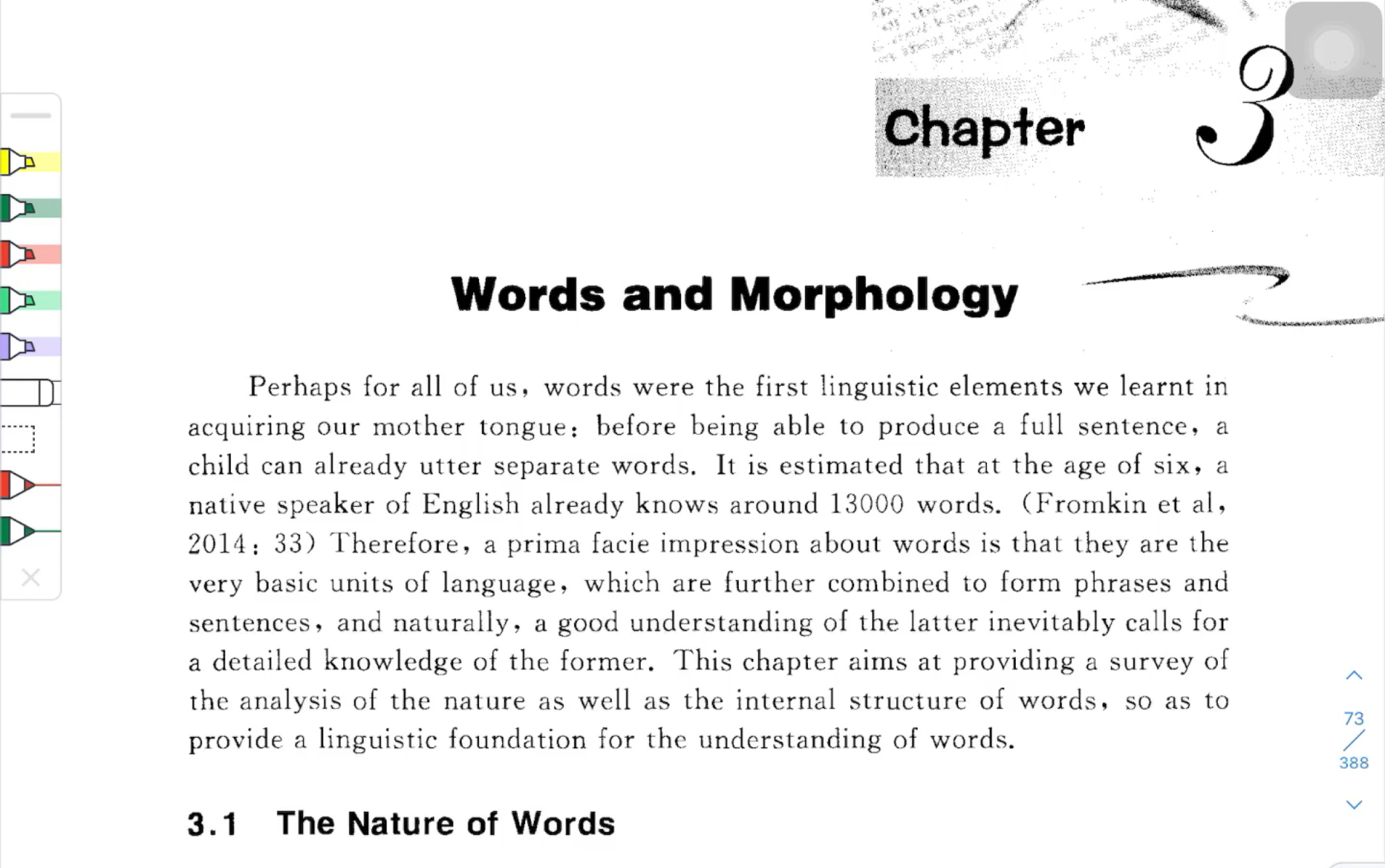 胡壮麟 《语言学教程》 Chapter 3 Words and Morphology