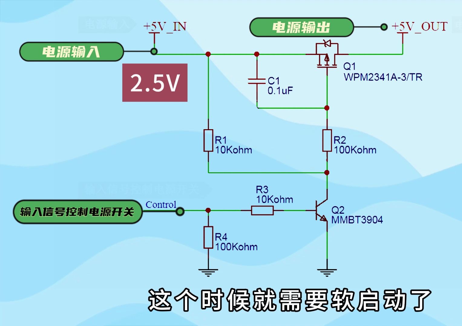 带不带软启动有什么区别?来看这个MOS管电源开关电路