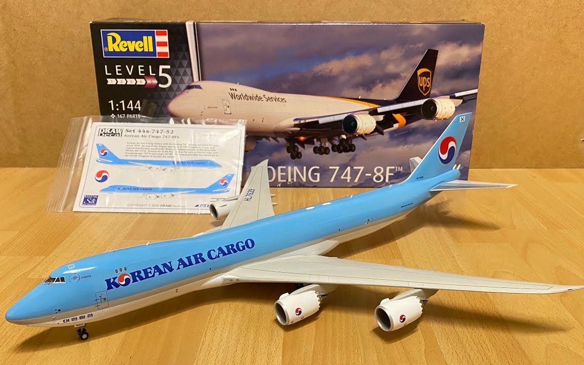 模型制作 利华1/144比例 大韩航空 波音BOEING 747-8F货机 大韩蓝配...