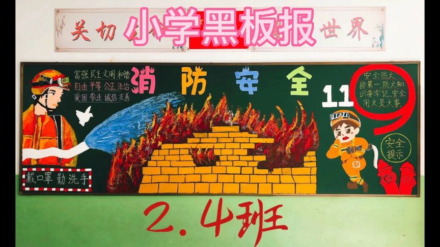 小学黑板报#法治教育#消防安全#国家公祭日#水粉#黑板报水平内卷