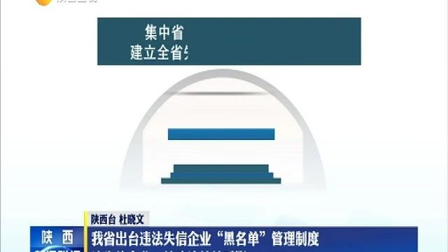 陕西省出台违法失信企业“黑名单”管理制度 一处违法处处受限