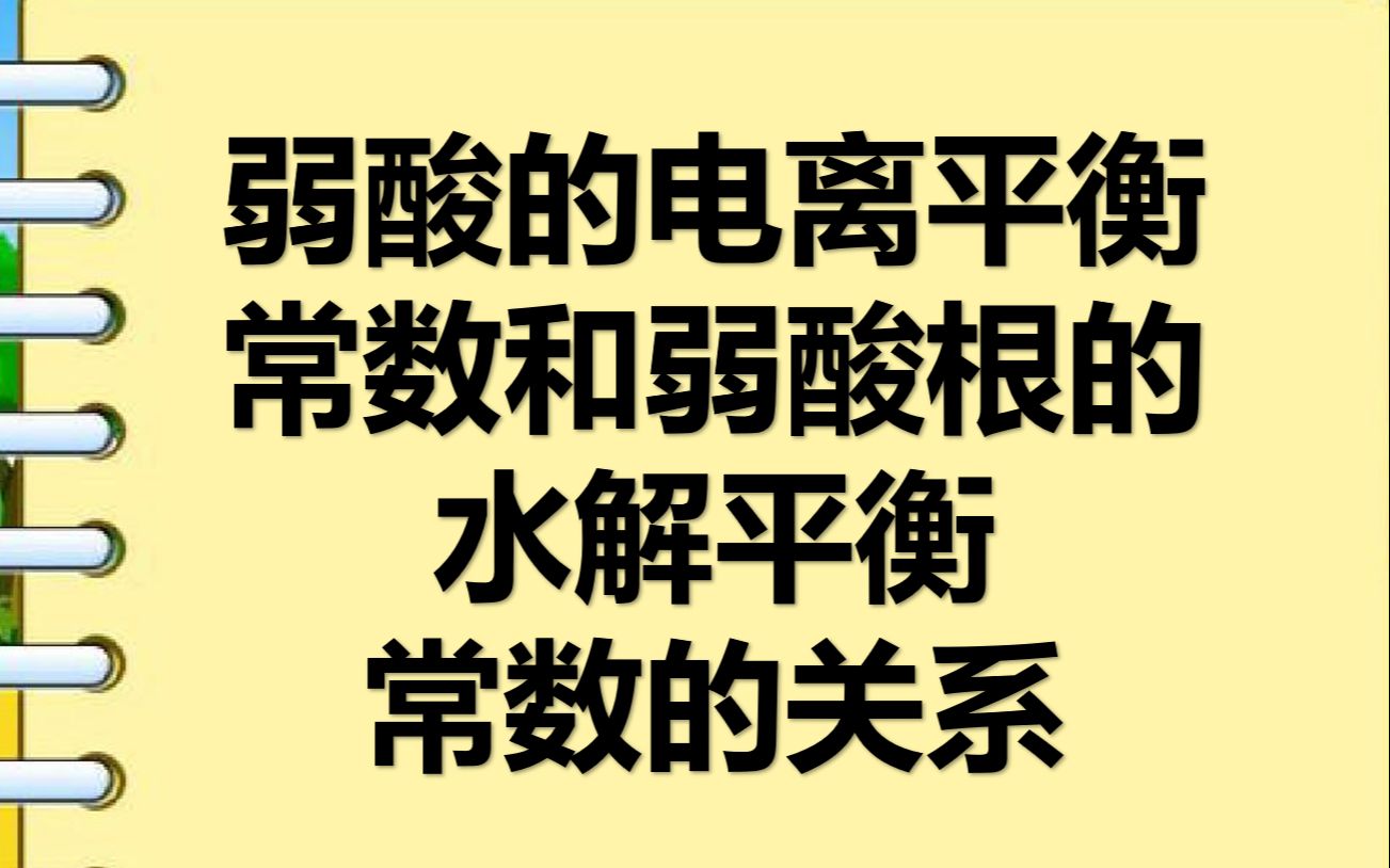 弱酸的电离平衡常数Ka和弱酸根的水解平衡常数Kh的关系