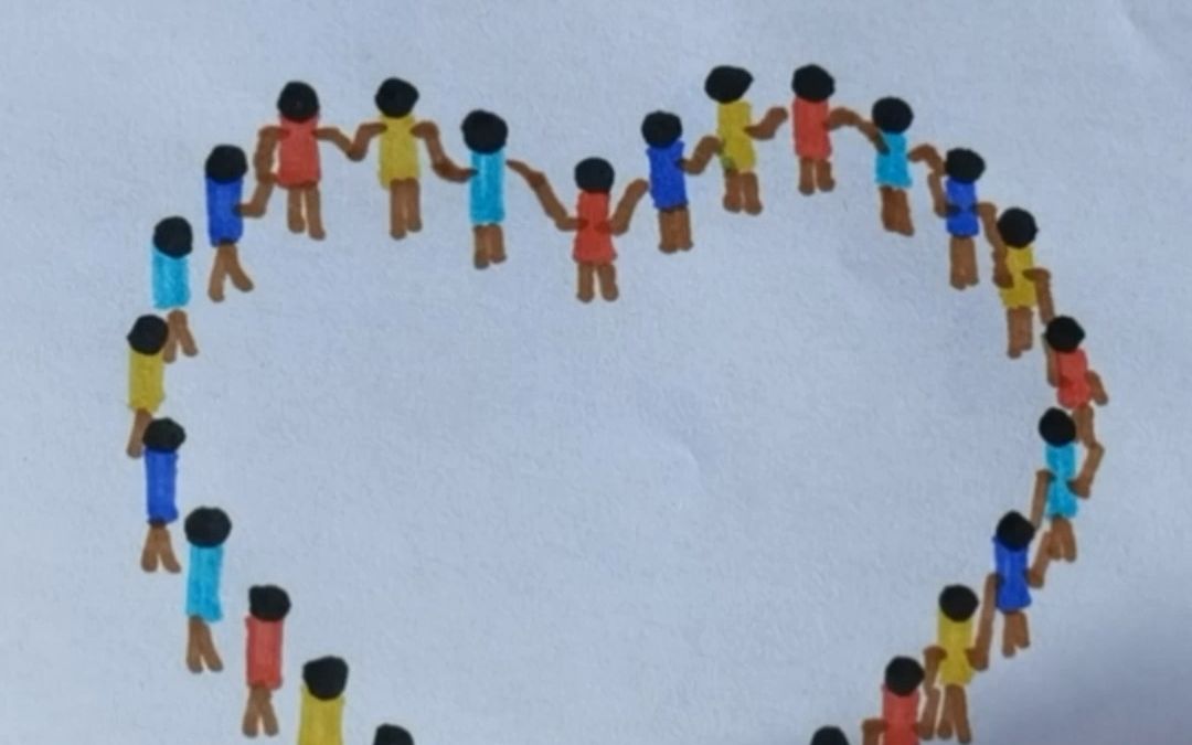 手拉手成爱心的形状 画画 绘画 歌曲《几何图》