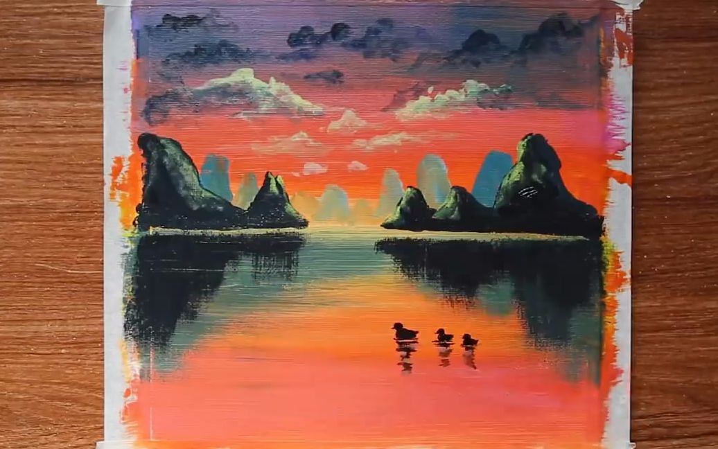 手工绘画教程,桂林山水的简单画法!