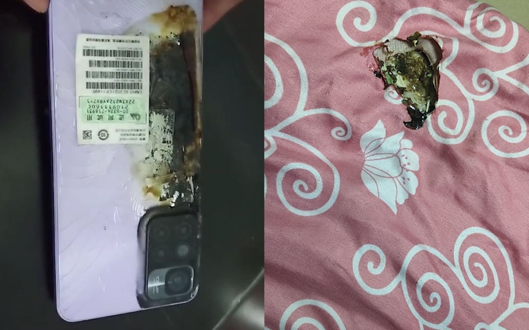 女子称小米手机凌晨爆炸,床单被烧出大洞:官方只愿赔300元回收金