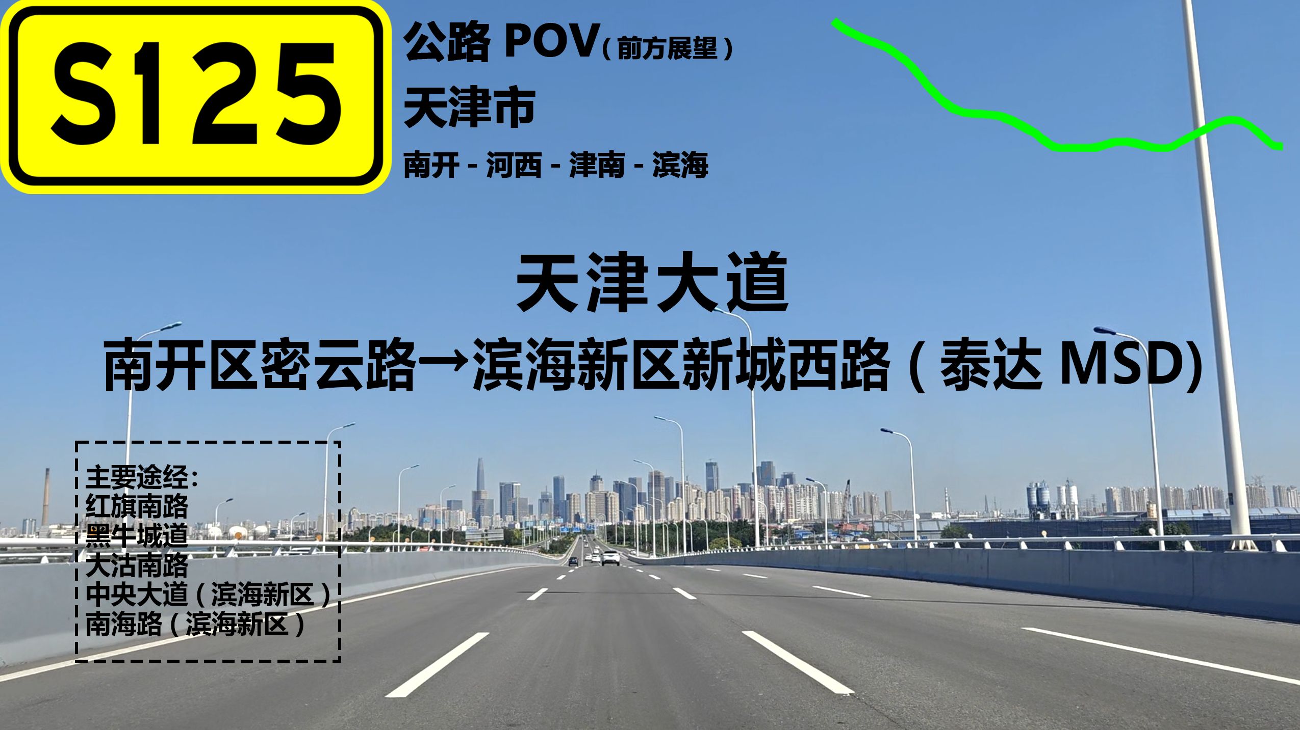 ...天津大道(南开区密云路→滨海新区新城西路)自驾行车记录 | 前方展望