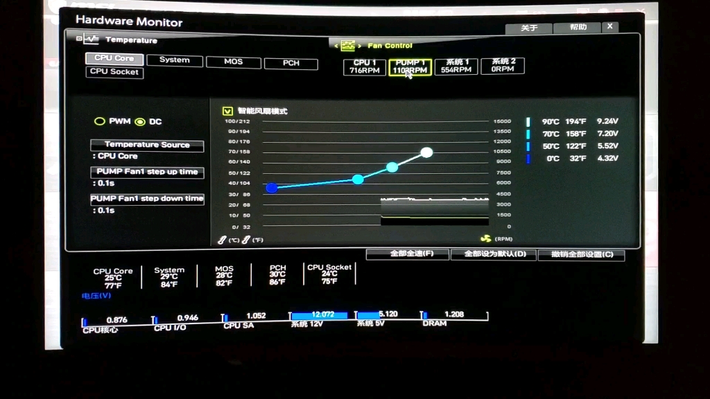 微星主板调节风扇、水冷转速教程