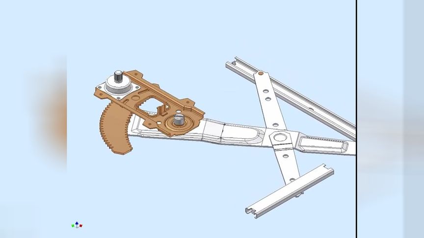 30秒看懂手摇车窗连杆机构 3D动态模拟
