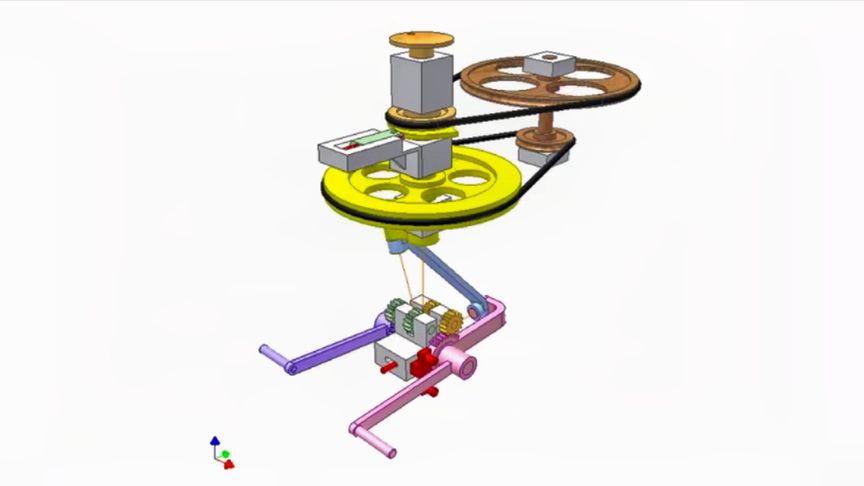 [机械原理动图] 脚踏式洗衣机运行原理-机械设计经典机构动画