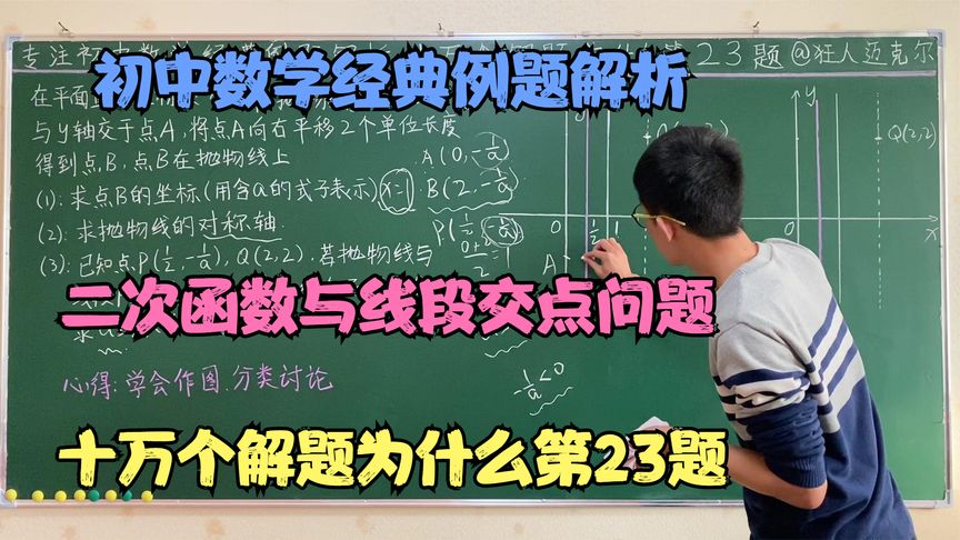 二次函数与线段相交问题,初中数学例题解析