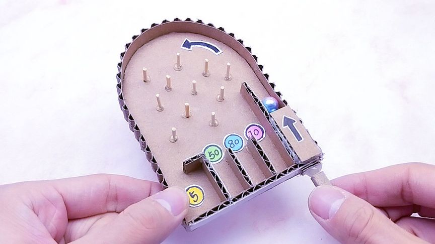 自从有了弹珠游戏机,小朋友可喜欢了,快递箱变废为宝手工DIY