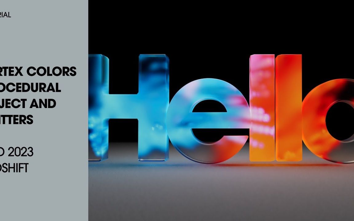 C4D 2023 + Redshift 顶点颜色制作字体动画特效(中英文字幕)