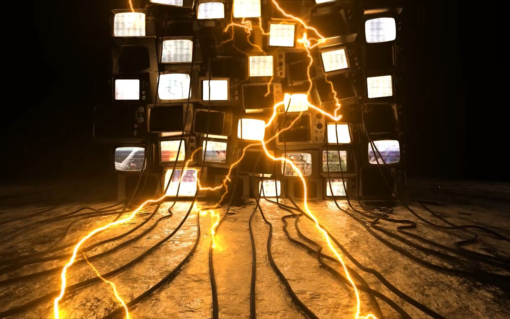 AE模板-数字失真抽象动作信号损坏电视墙LOGO展示(4984)