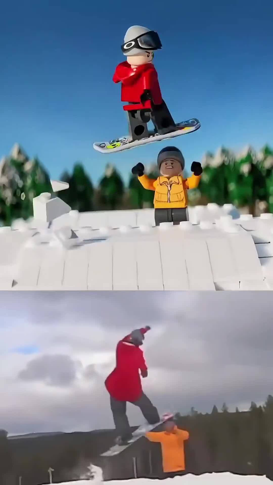 参照极限运动,一帧一帧做出的乐高动画