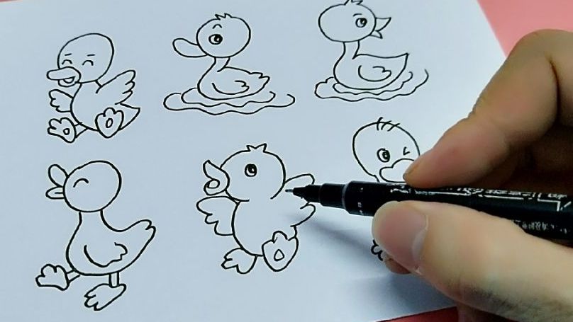 教你画6款可爱的小鸭简笔画,手把手教会你,学会就不用上培训班