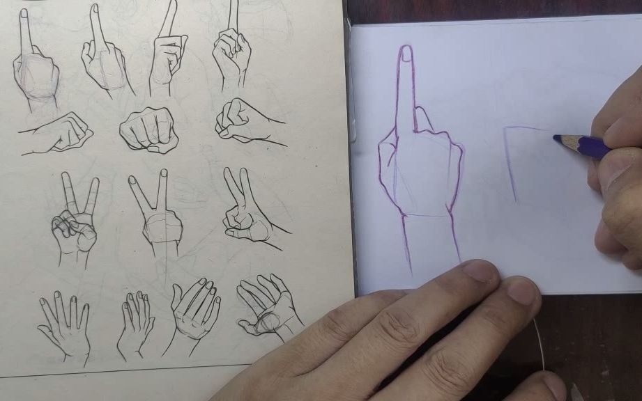 经典漫画教材解读0096 手部透视解析侧面手画法示范