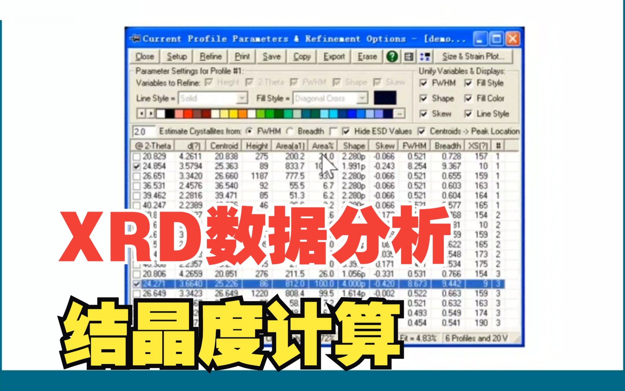 XRD数据分析之结晶度结算(2)
