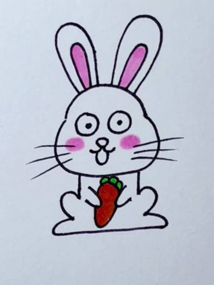兔子简笔画,简单易学,你学会了吗? #一学就会的简笔画 #亲子简笔画 #.