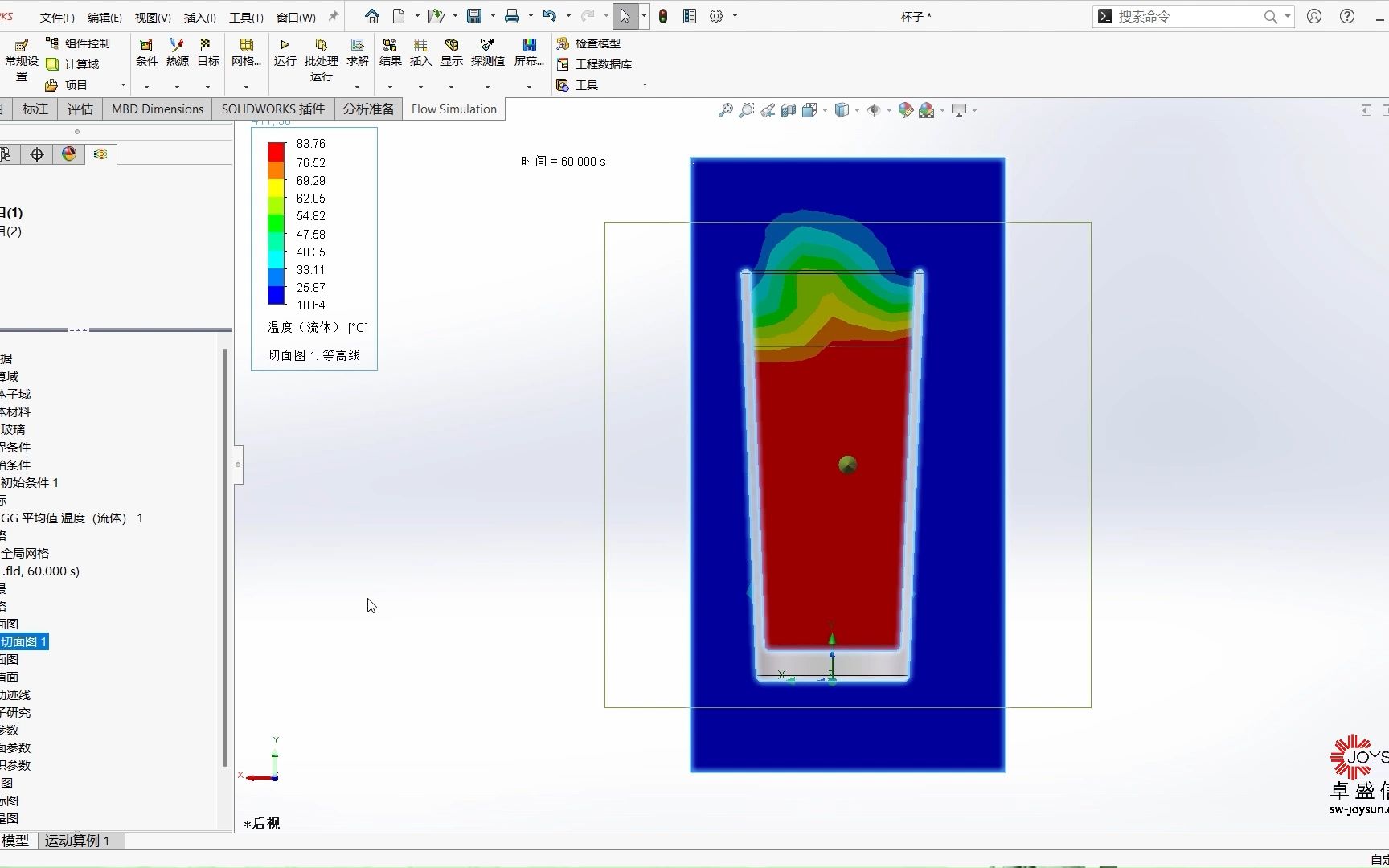 用SOLIDWOKRKS仿真分析软件分析水温变化-SOLIDWORKS代理商
