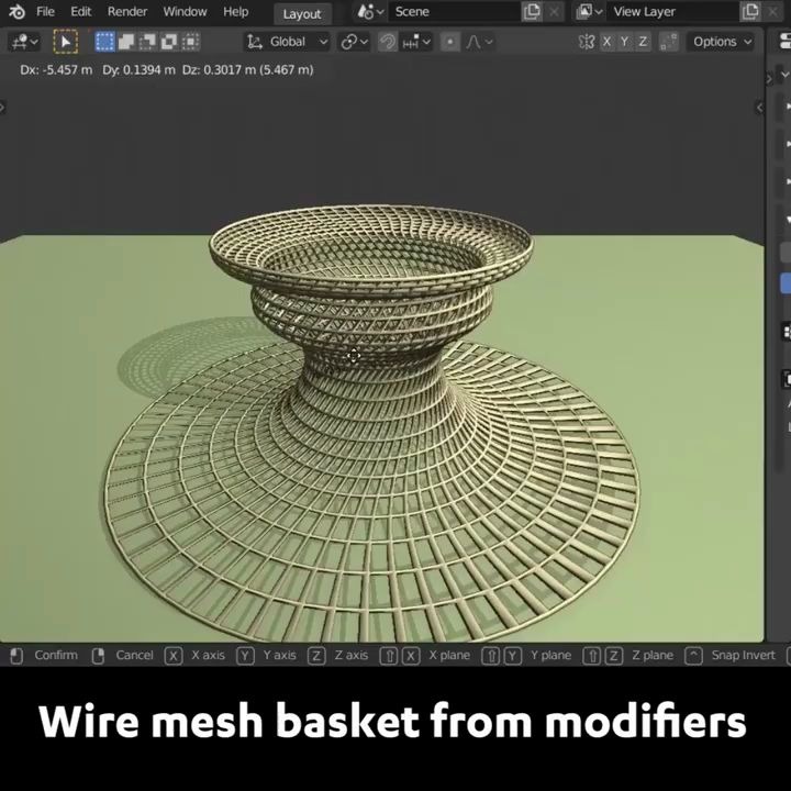 【Blender教程】小技巧:使用修饰符进行篮子建模