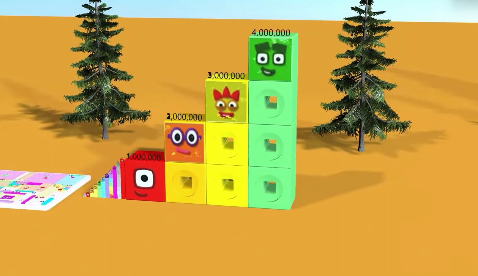 数字方块1到100对阵数字积木队列100亿 儿童益智动画短片