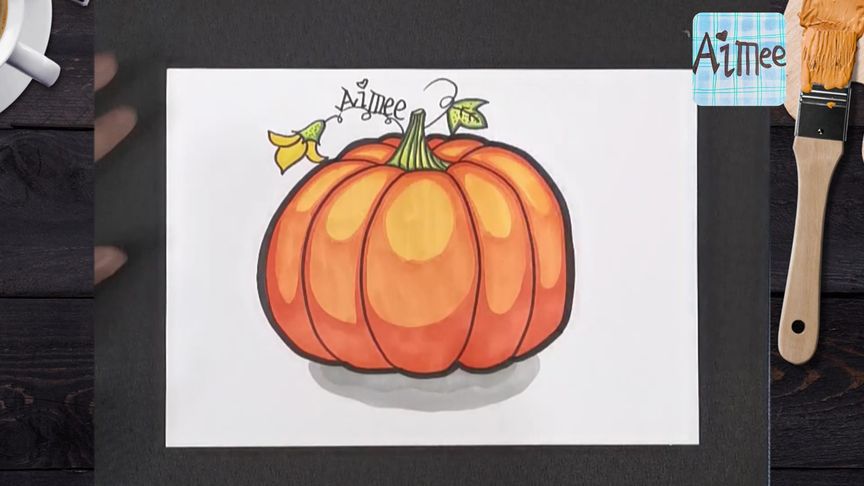 三分钟学画南瓜,超级简单的儿童画教程,复活节的素材来啦