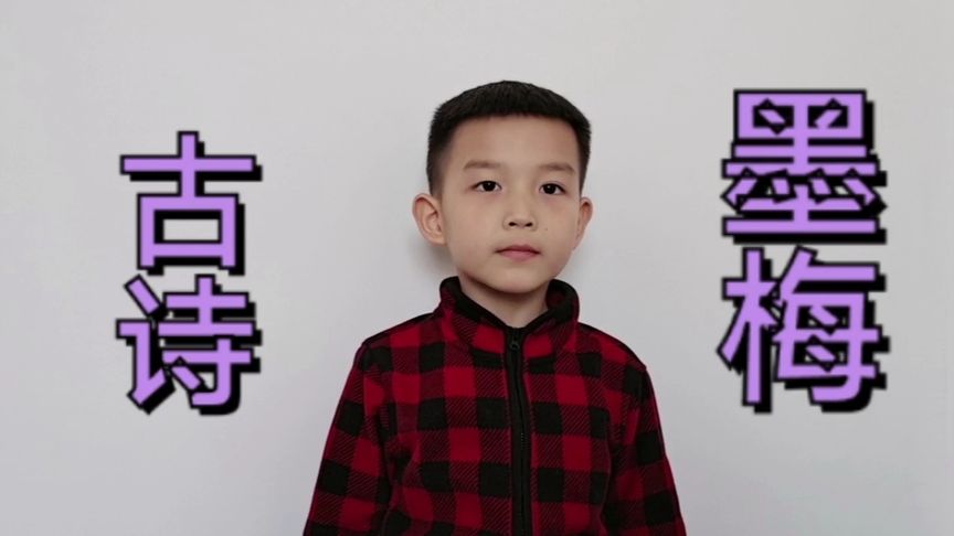 小亮学古诗《墨梅》元.王冕,我家洗砚池边树,朵朵花开淡墨痕…