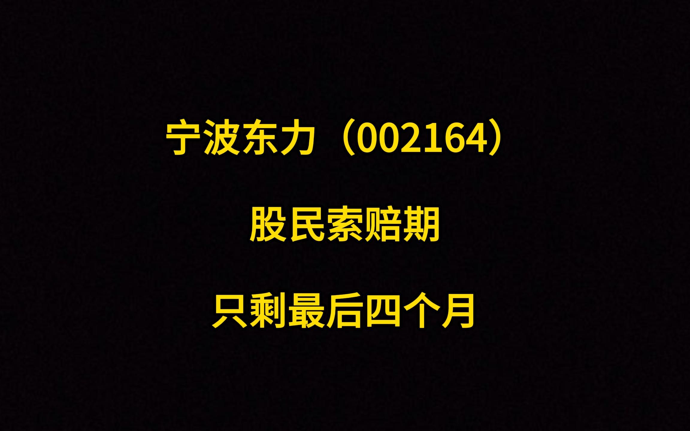 宁波东力(002164)股民索赔期只剩最后四个月
