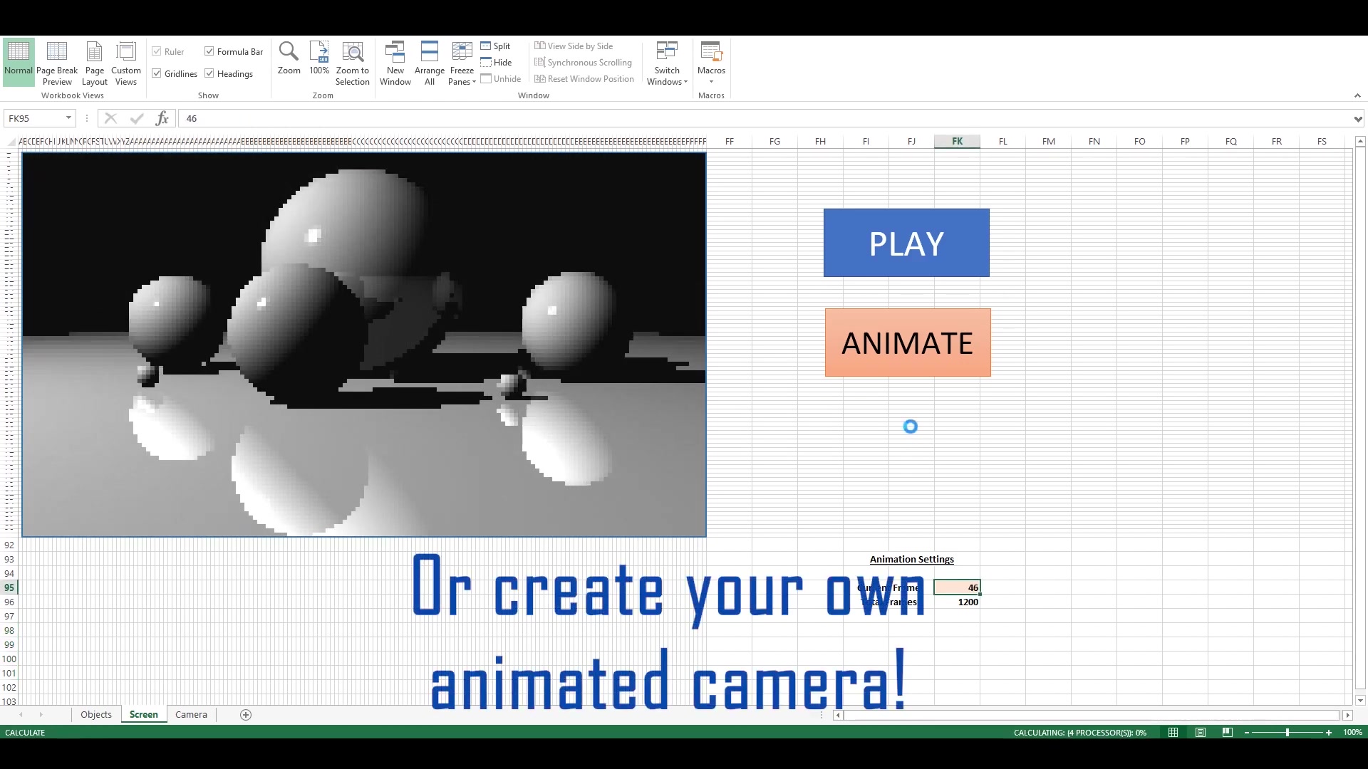 电子表格光线追踪渲染器 Raytracing in Excel