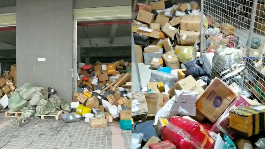 迟迟不发货!湖北宜昌一物流仓库堆满快递,现场却无人派送