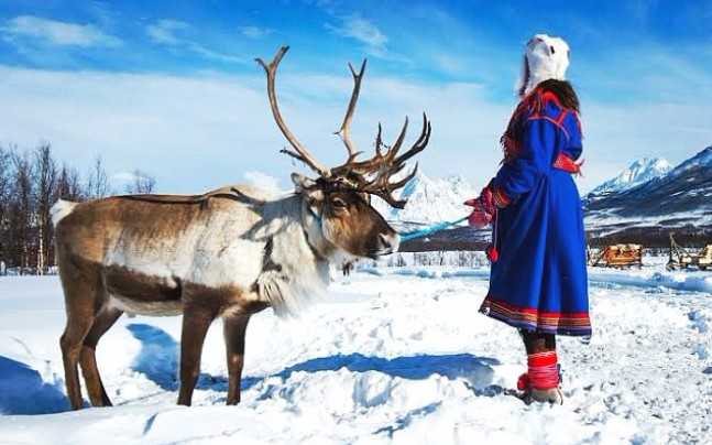 2017年萨米女性于北达科他州“立岩”苏族保留地联动现场表演传统...