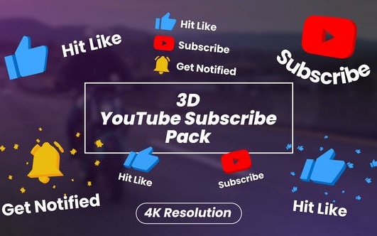 ...按钮YouTube视频结尾模板引导点赞关注视频模板鼠标手势点击按钮