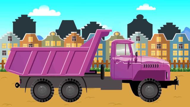 儿童工程车动画,工程车吊车卡车运输水泥砖