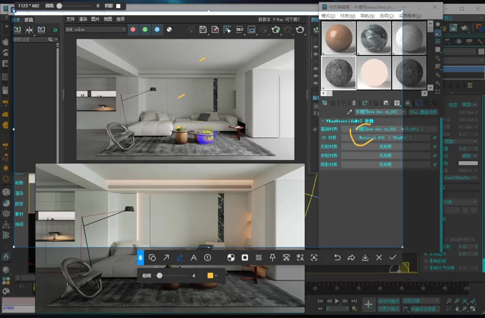 vray7.2氛围灯快速布光教程。 插件运用、颜色调整与位置摆放,轻松...