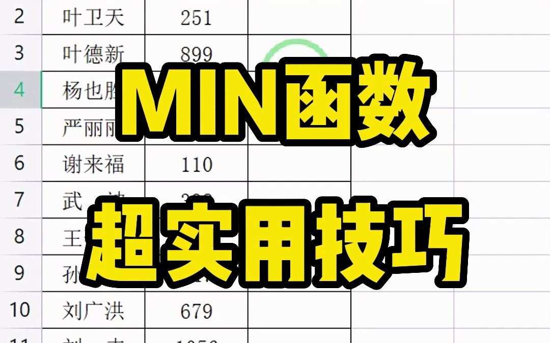 MIN函数超实用技巧,遇到这种情况就能快速完成啦!