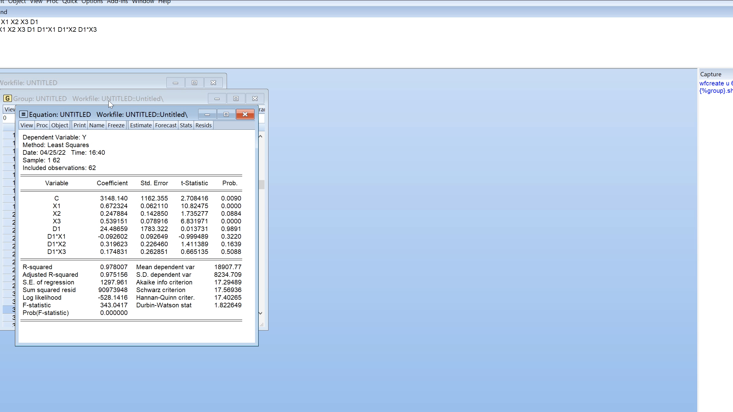 计量经济学 虚拟变量例题软件操作