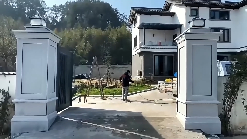 别墅庭院花园大门围墙,车库铝艺电动平移门,推拉门,栅栏门,趟闸双开门...