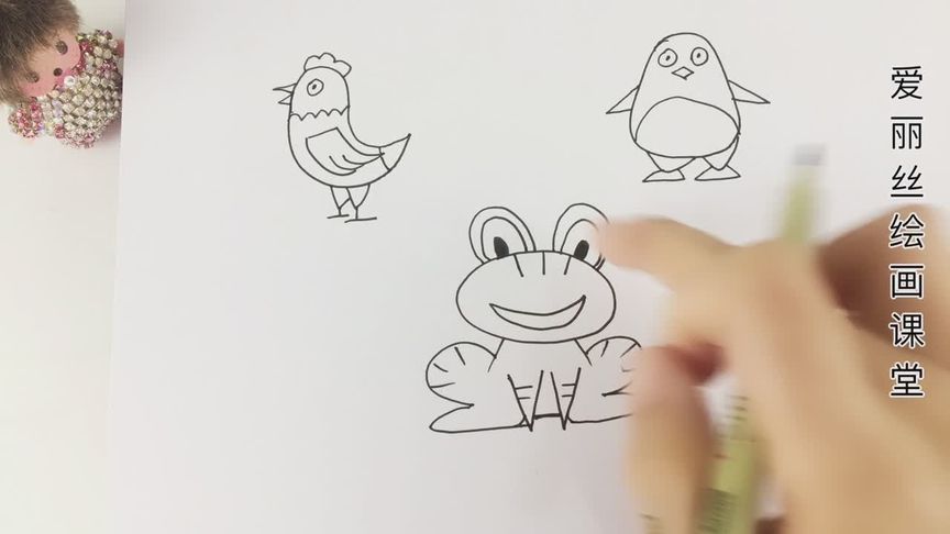 儿童简笔画教程大全,美术老师手把手教你画母鸡、企鹅和青蛙