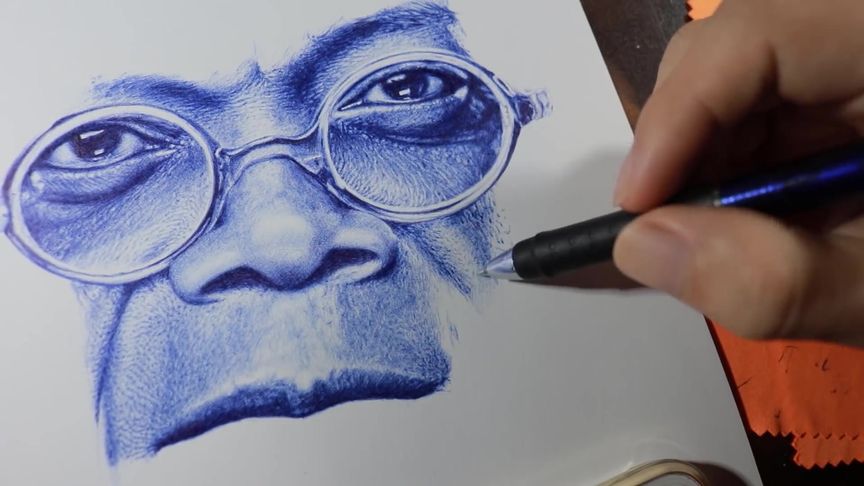 绘画图画:圆珠笔画画教程,只要懂得绘画技巧,创作起来很简单