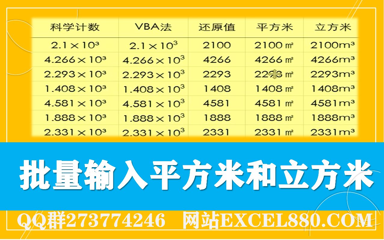 EXCEL中已有数字批量输入平方米和立方米的方法