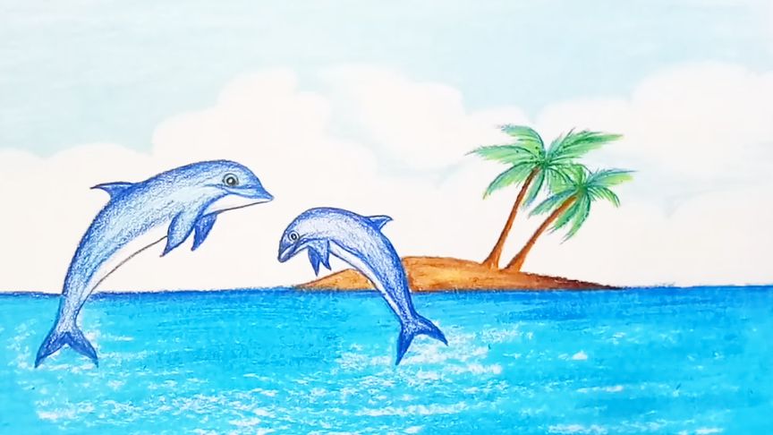 简笔画 海豚 的简单绘画过程 宝妈们快来给宝贝收了吧!