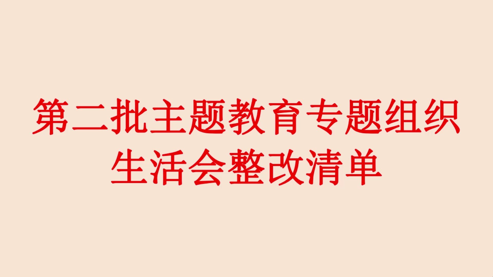 第二批主题教育专题组织 生活会整改清单