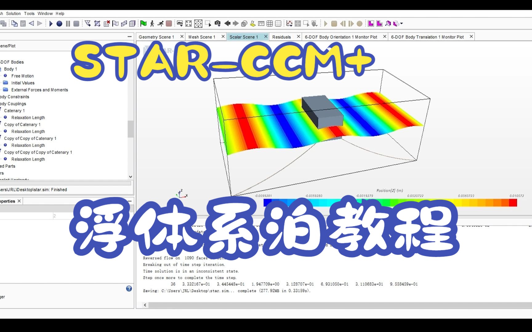 15分钟入门STAR-CCM+浮体系泊模拟 starccm+重叠网格DFBI系泊...