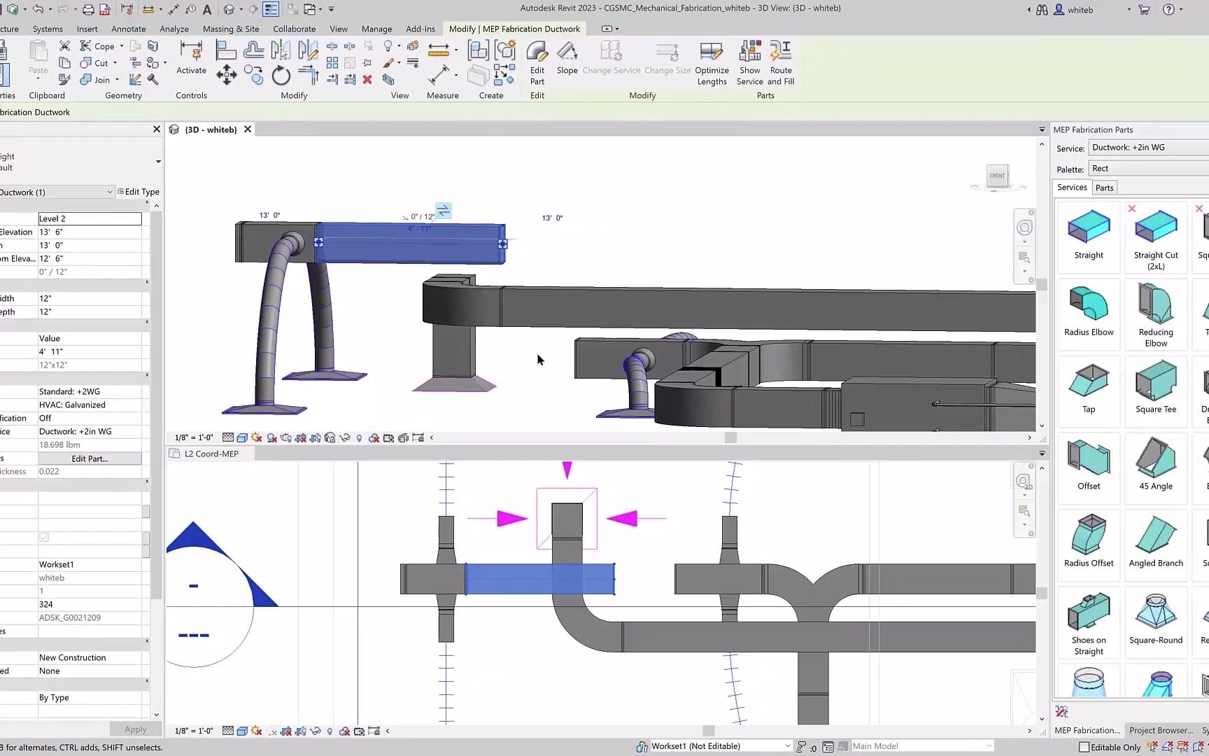 Revit 2023 机电预制图元画布内的控件